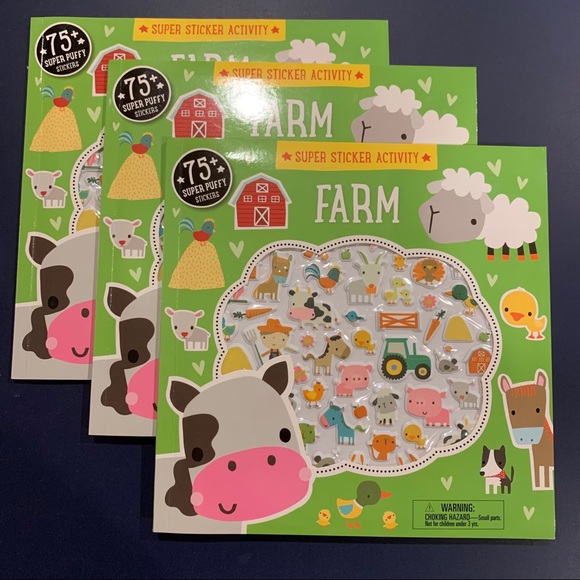 Toys | 3 Copies Super Sticker Activity Book Farm Animals | Poshmark